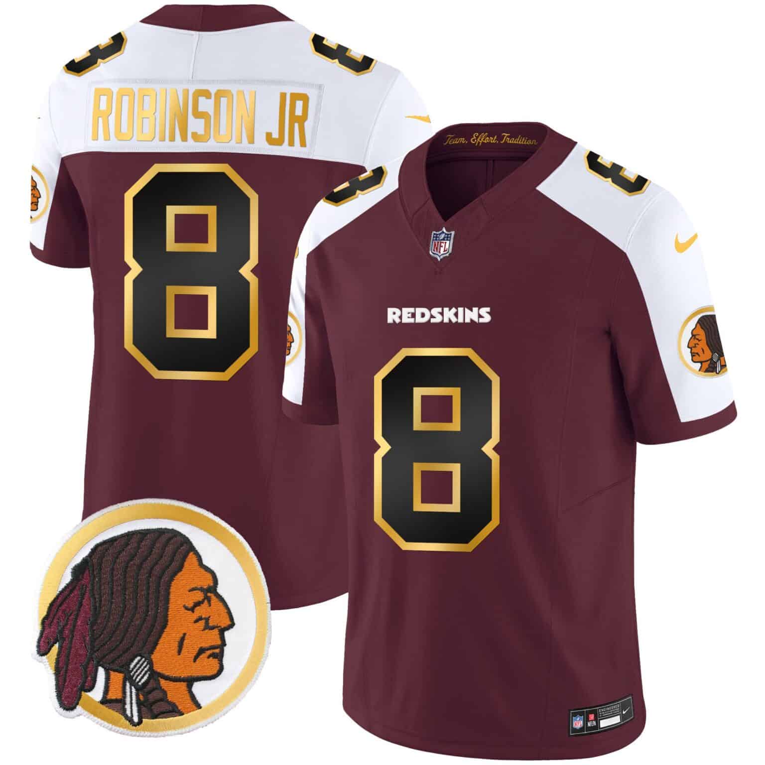 Men's Washington Redskins Throwback Vapor Gold Trim Jersey - All ...